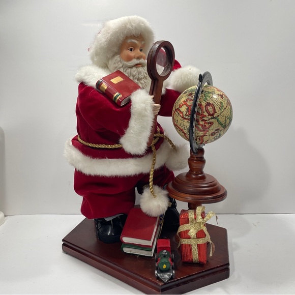 Dan Dee | Holiday | Santa With Spinning Globe Magnifying Glass Wood ...